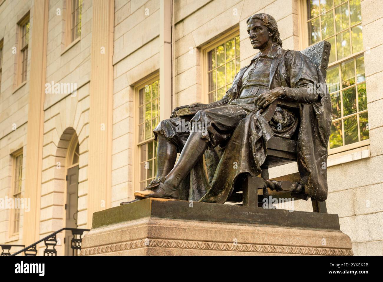 John Harvard the founder of the university bronze statue Stock Photo ...