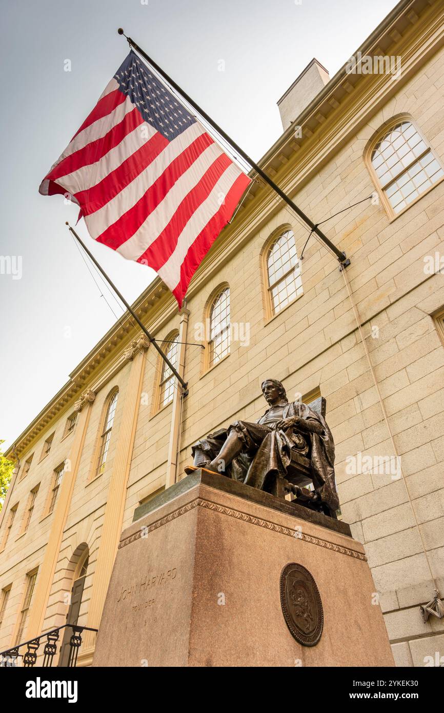 John Harvard the founder of the university bronze statue Stock Photo ...