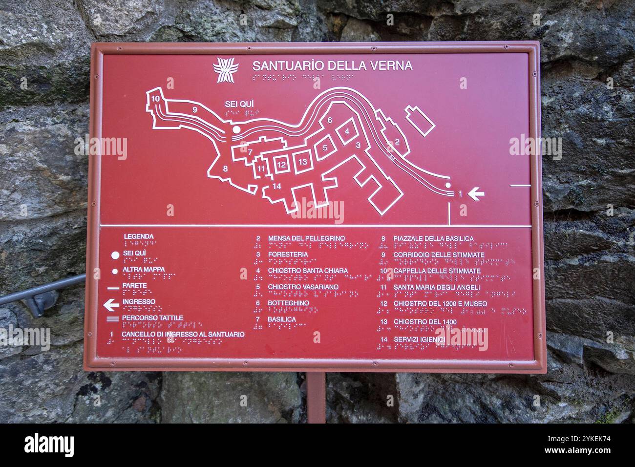 Map sign in La Verna Sanctuary, Chiusi della Verna, Tuscany, Italy ...
