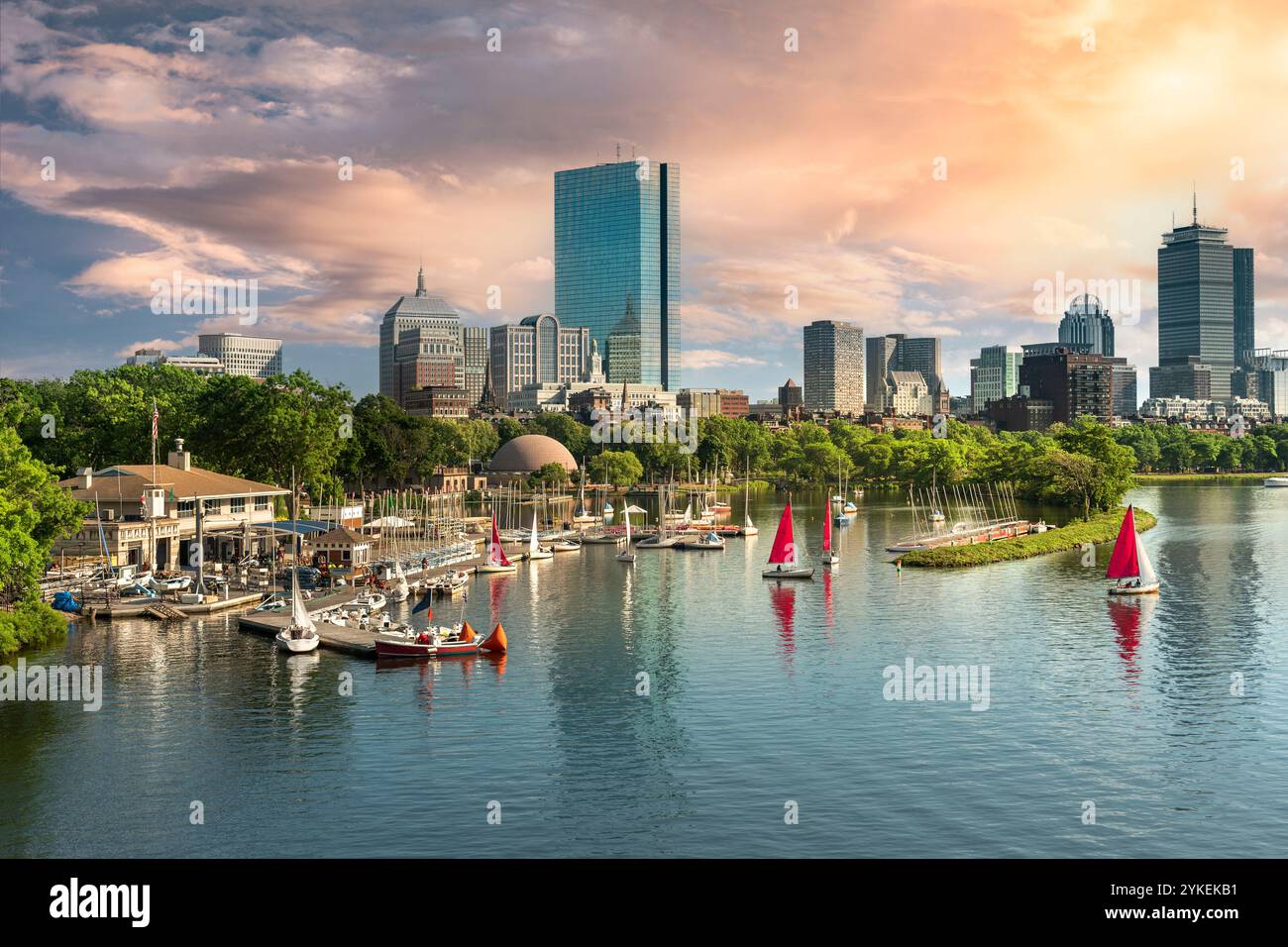 Boston Massachusetts USA downtown city skyline on the Charles River ...