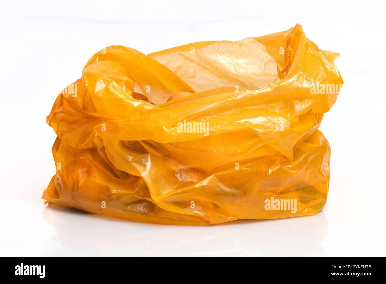 Bio organic trash sorted in yellow plastic bag for composting or ...