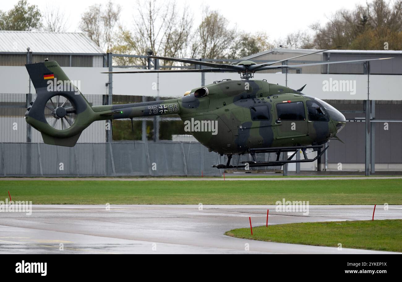 18 November 2024, Bavaria, Donauwörth: An H145-M helicopter flies at ...