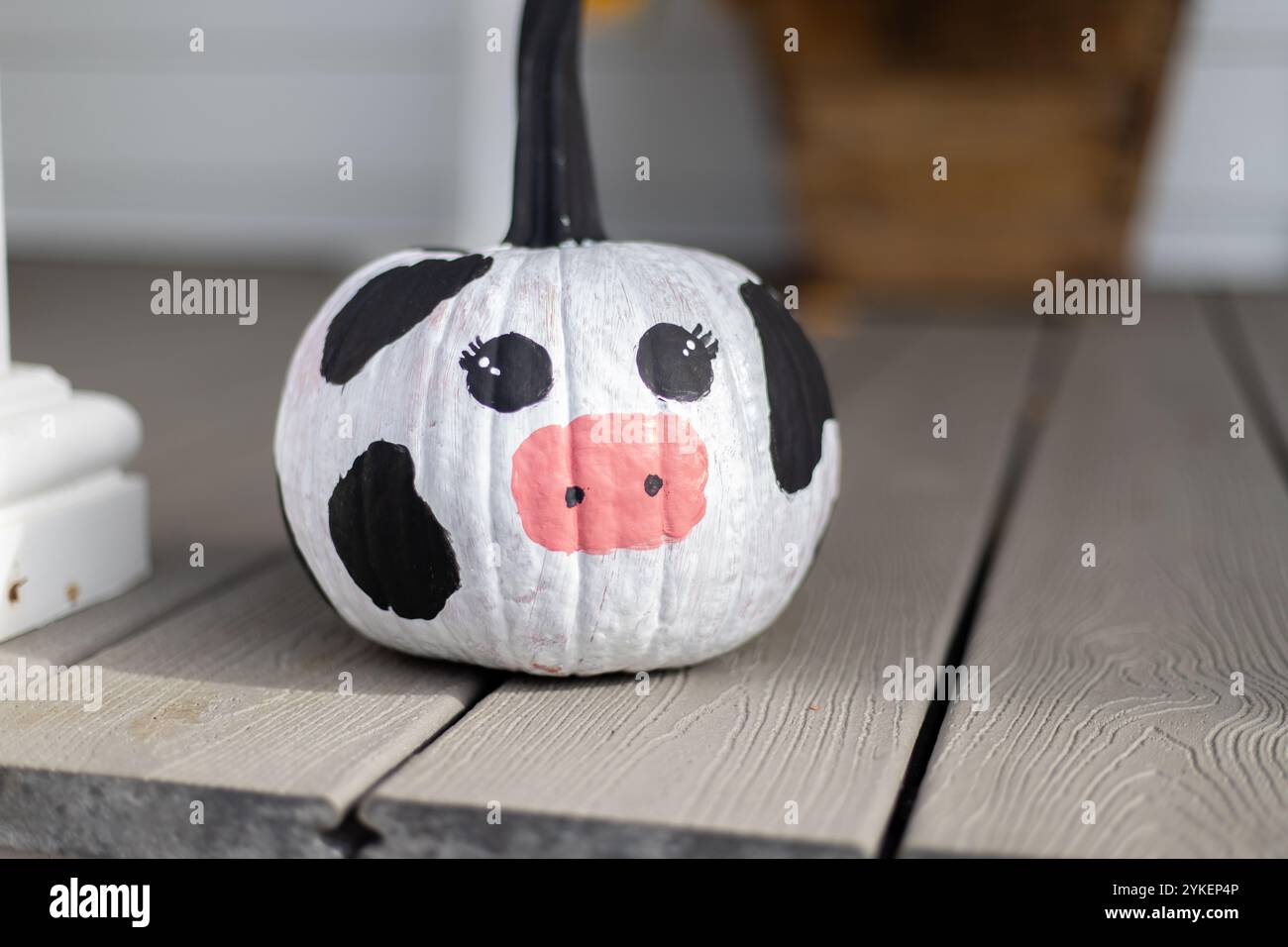 Pumpkin Painted Like a Cow Stock Photo - Alamy