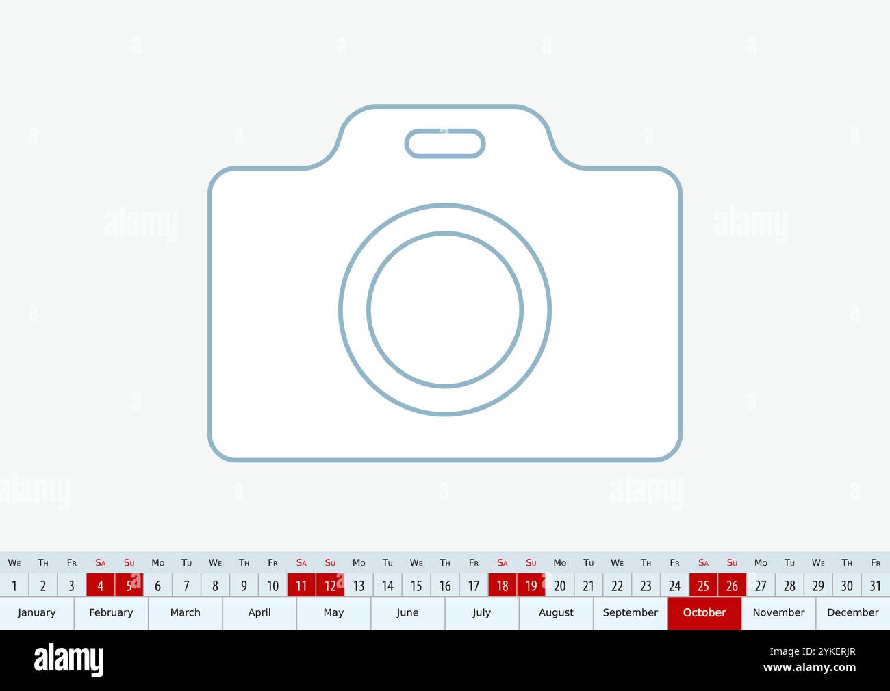 October 2025 for desk calendar, one line vector template calendar in ...