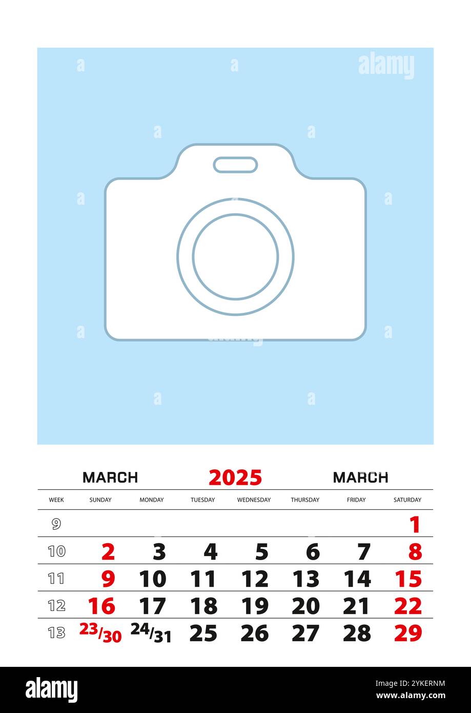 March 2025 calendar planner A3 size with place for your photo. Vector ...