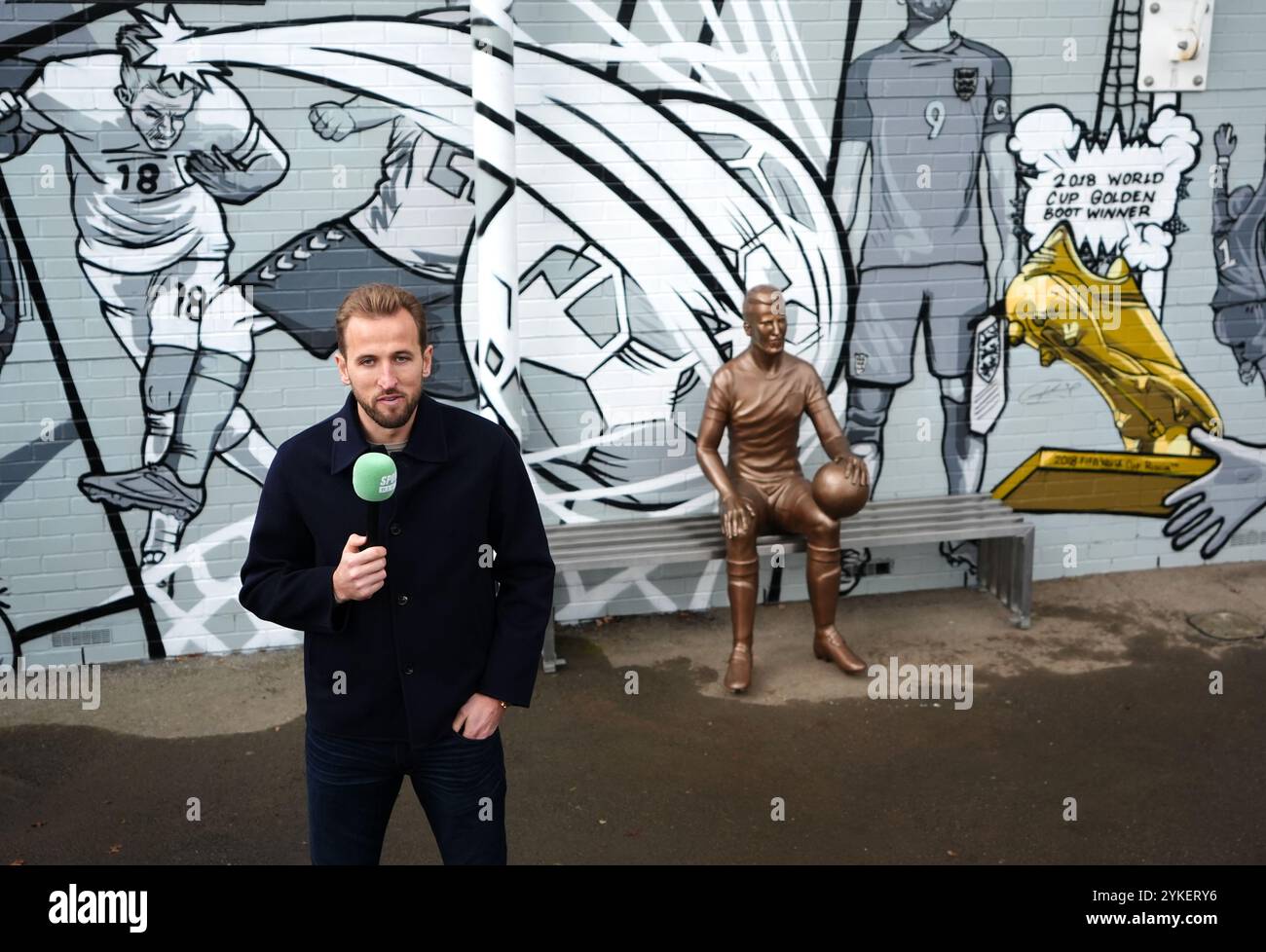Harry Kane following the unveiling of a statue of himself at The Peter ...