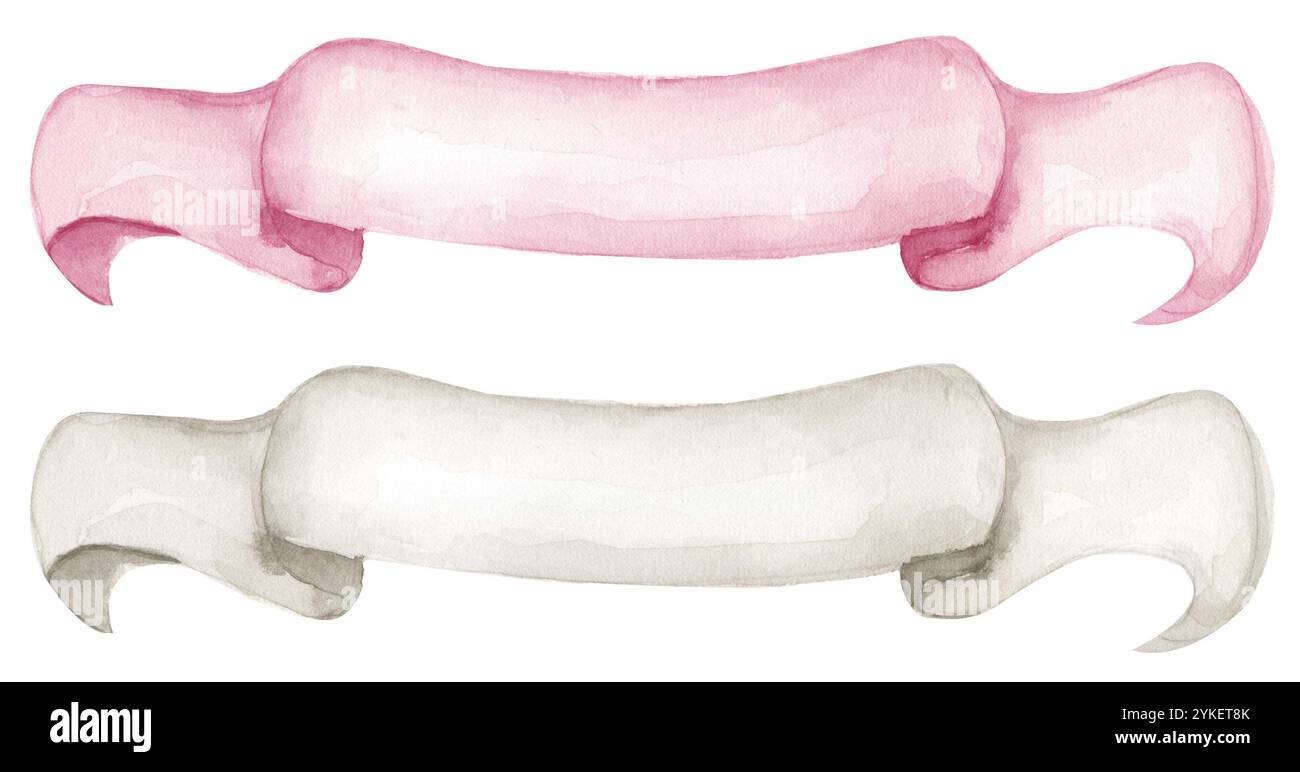 Watercolor hand drawn white and pink banner illustration Stock Photo ...