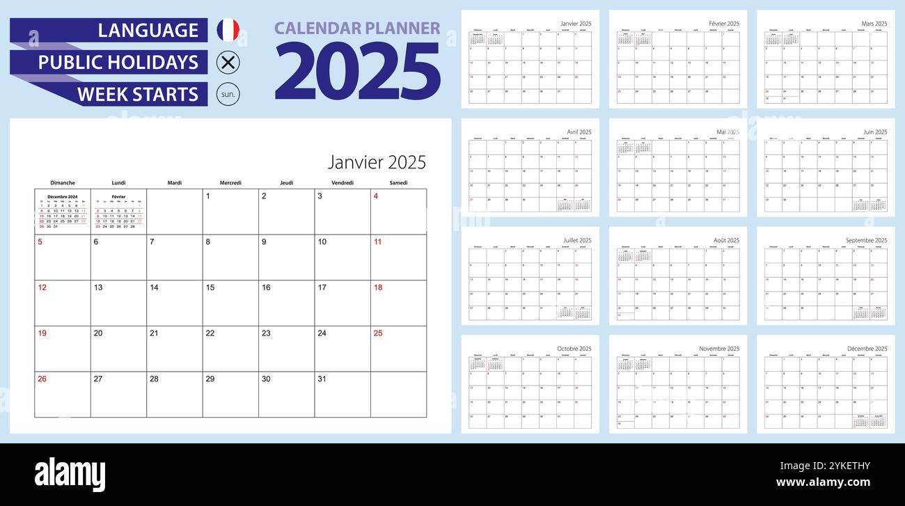 2025 french calendar Stock Vector Images - Alamy