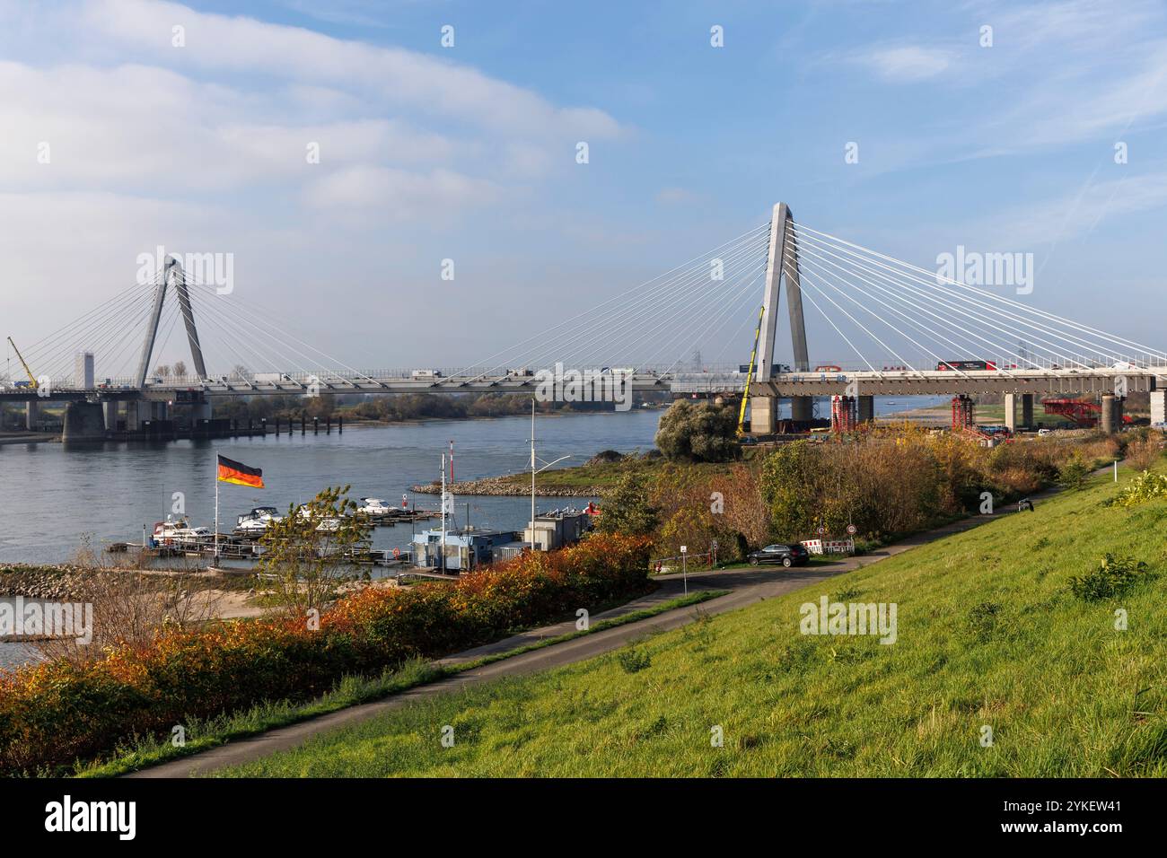 construction site of the new river Rhine bridge of the Autobahn A1 ...