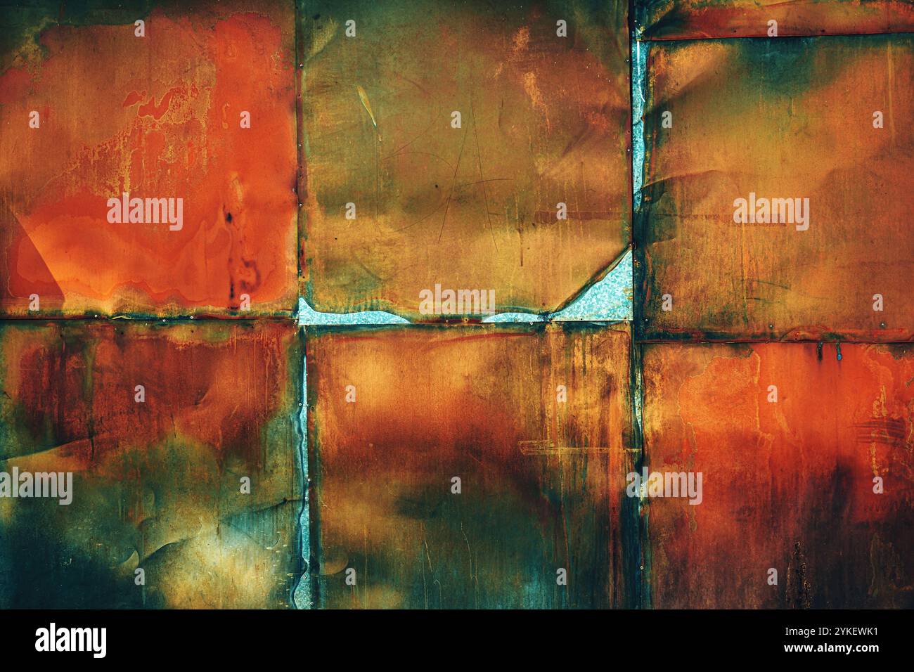 Worn corroded rusty metal plates as grunge background and texture Stock ...
