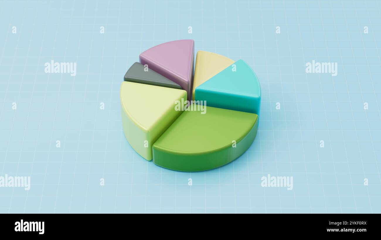 3D pie chart with colorful segments. Information graphic. Financial ...