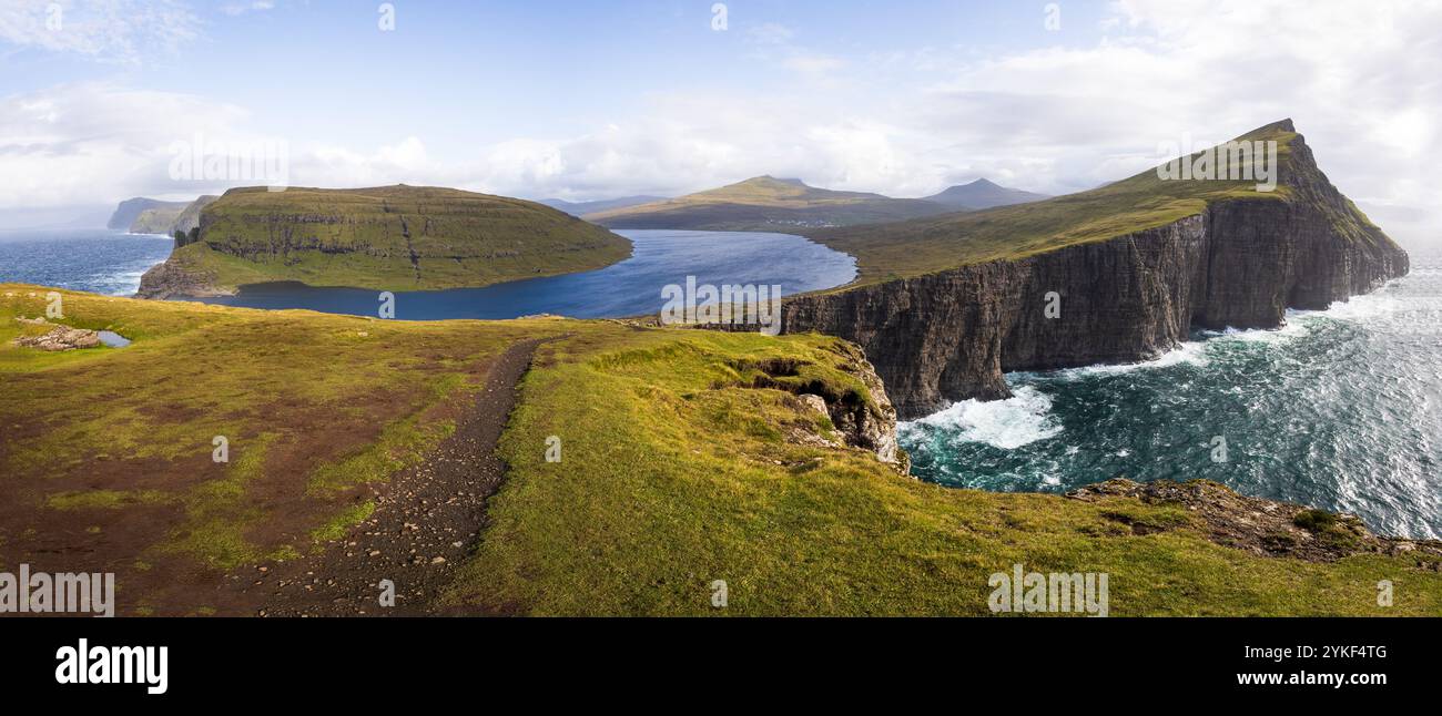 Panoramic landscape photography of Leitisvatn, the floating lake above ...