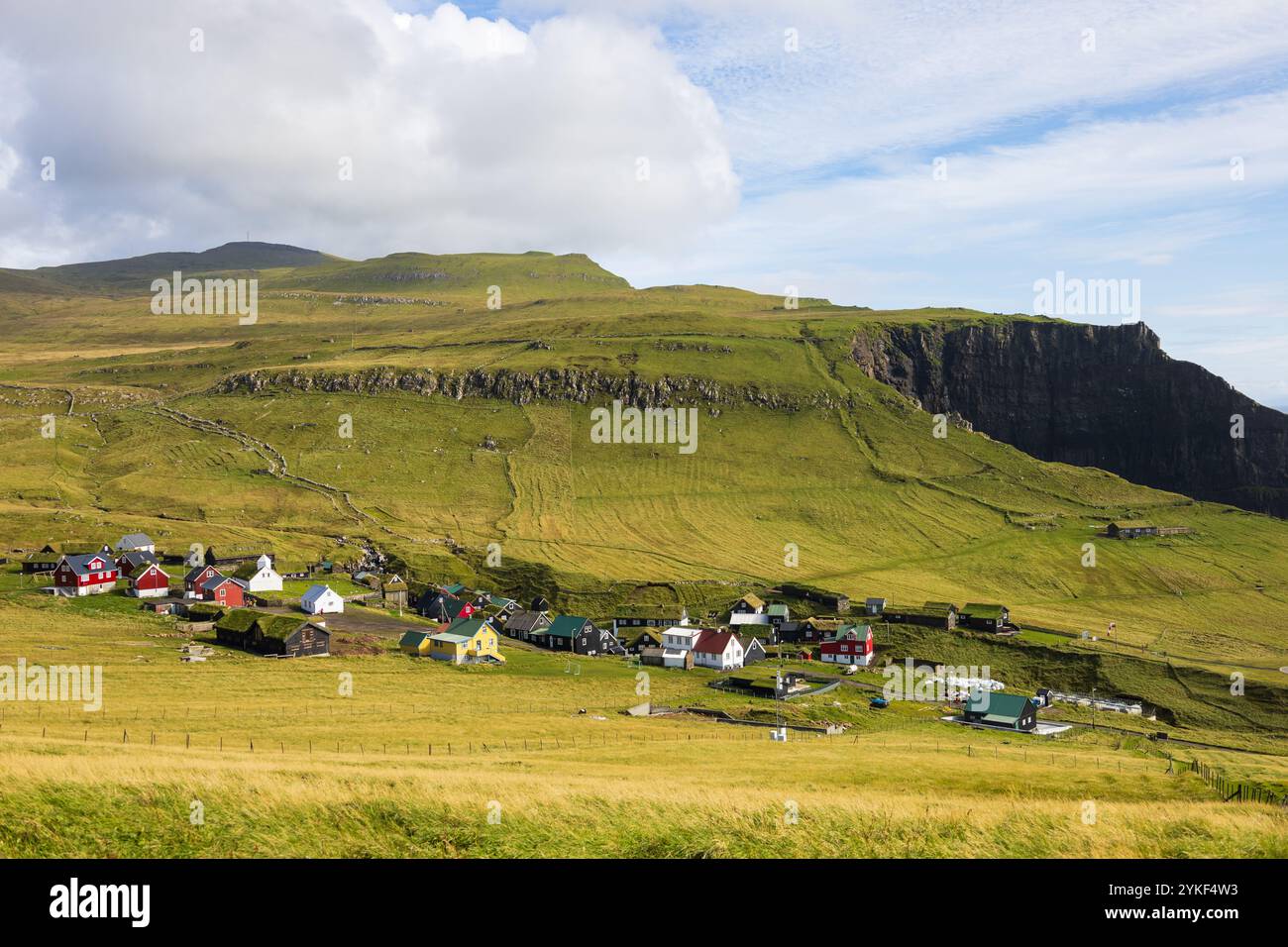 Aerial view of the green landscape of Mykines island Travel excursion ...