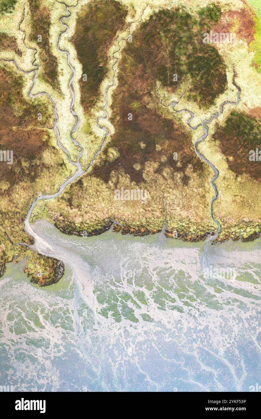 Stunning top view captured by drone, showcasing the Ria del Eo at its ...