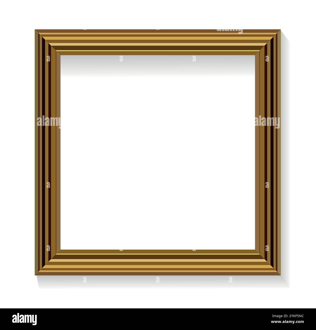 Classic thin square golden picture frame with shadow isolated on white ...