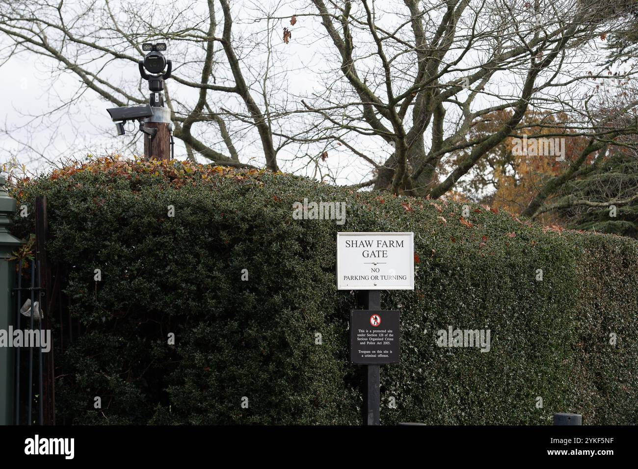 Windsor, UK. 18th November, 2024. A CCTV camera at Shaw Farm Gate at ...