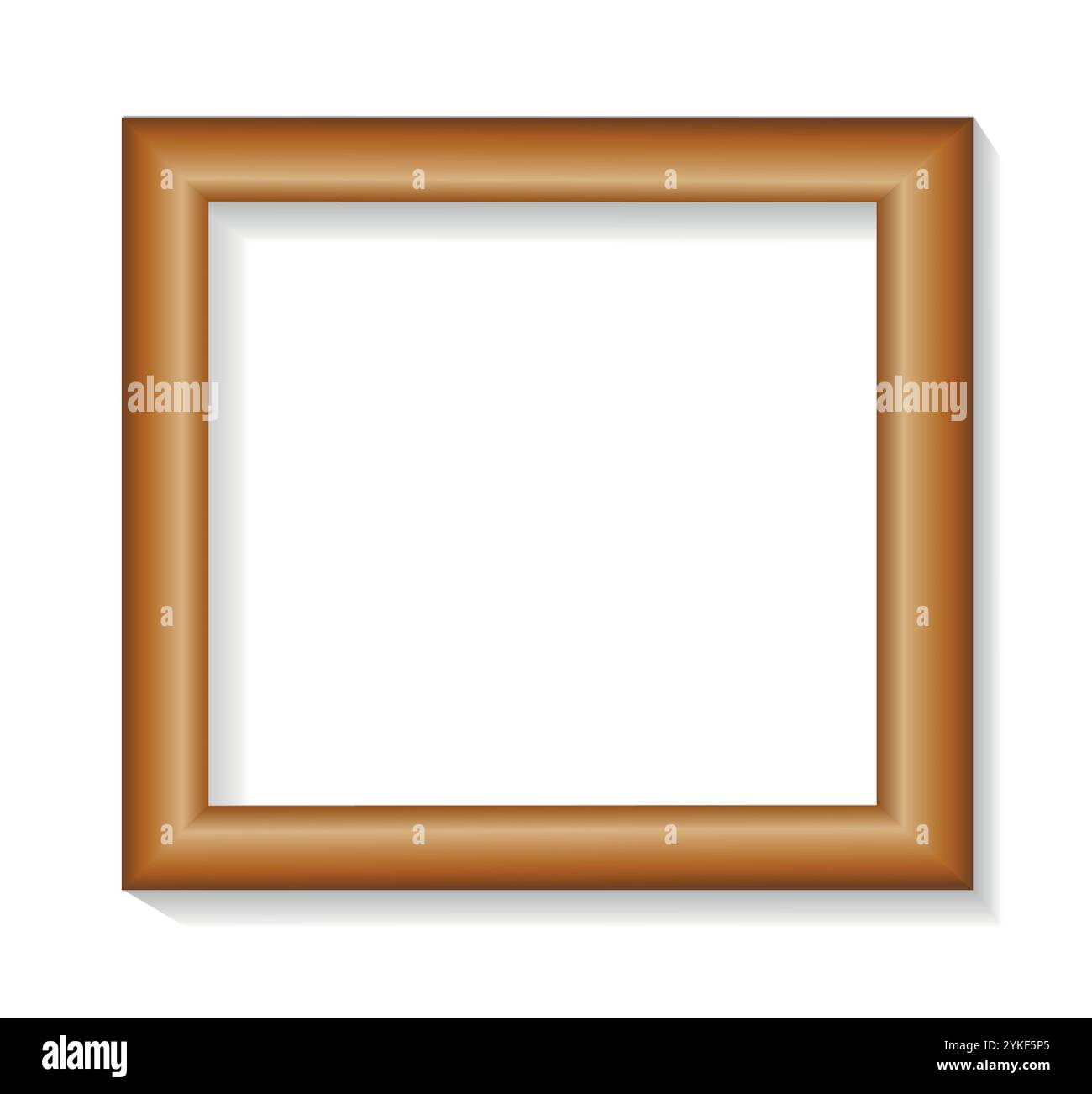 Realistic brown wooden square picture frame. Vector illustration ...