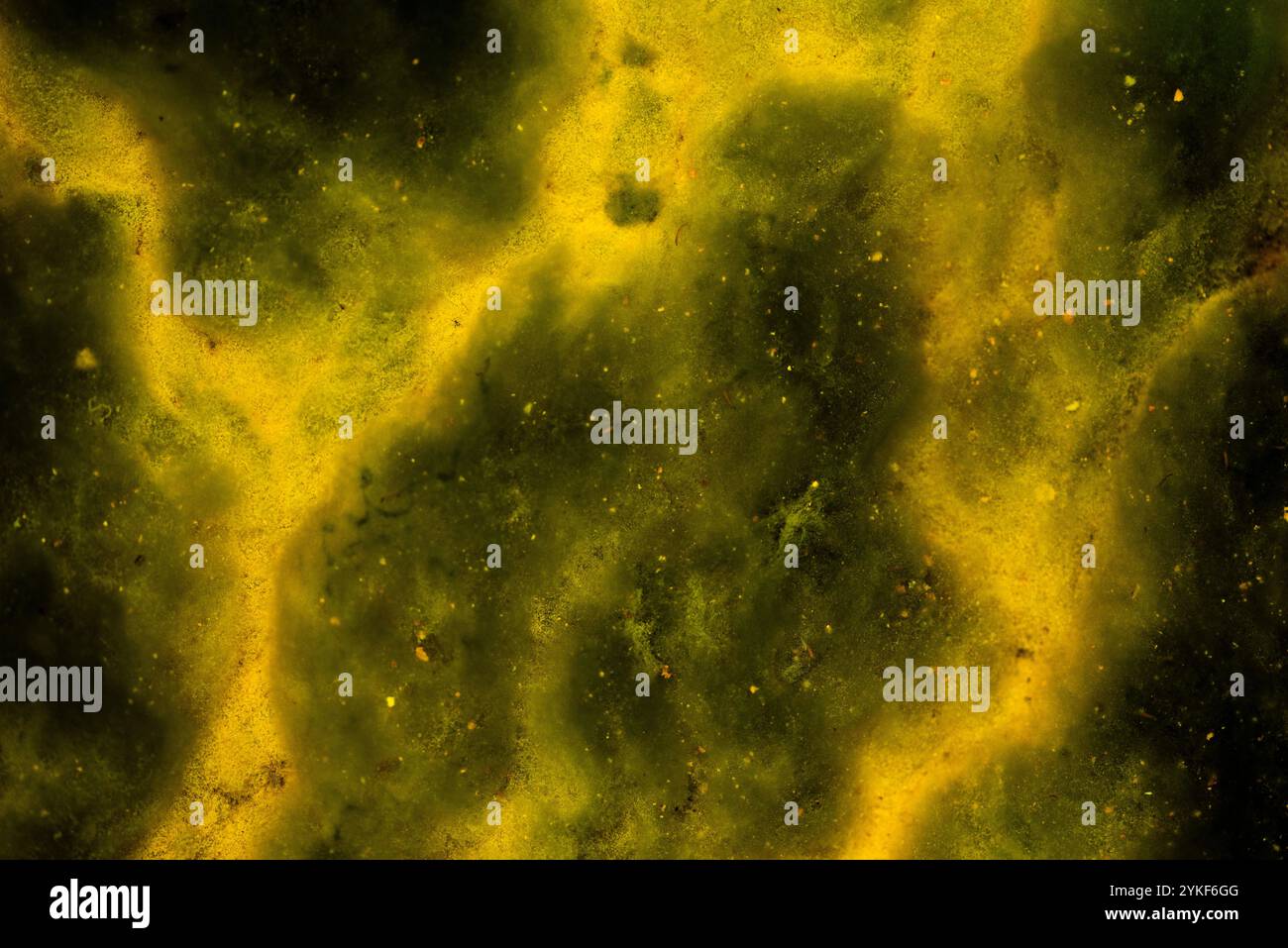 Abstract aerial view of Rio Tinto Mine depicts vivid yellow and green ...