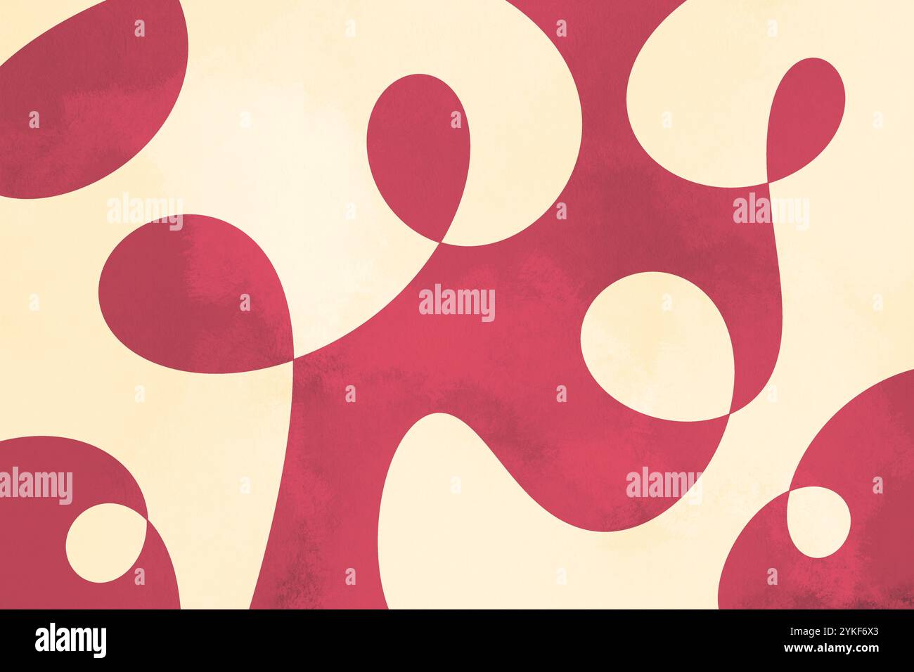 Abstract illustration featuring overlapping organic shapes in muted red ...