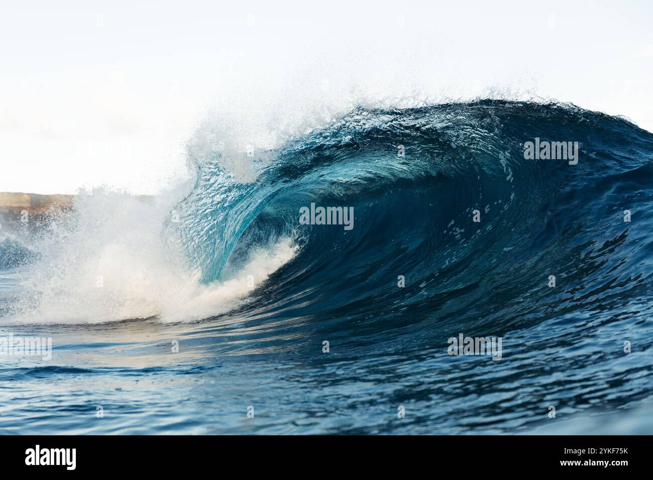 Captivating ocean wave captured mid-curl, showcasing the power and ...