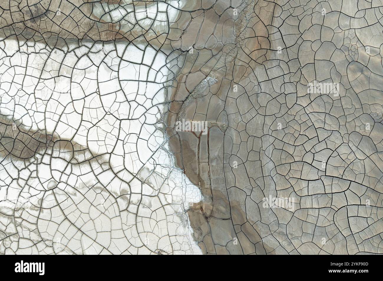 This image showcases a detailed view of cracked earth in a parched ...