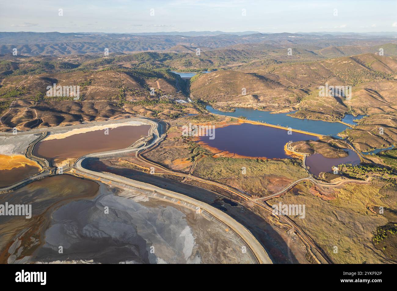 Aerial view of the colorful landscape of Rio Tinto mine in Huelva ...