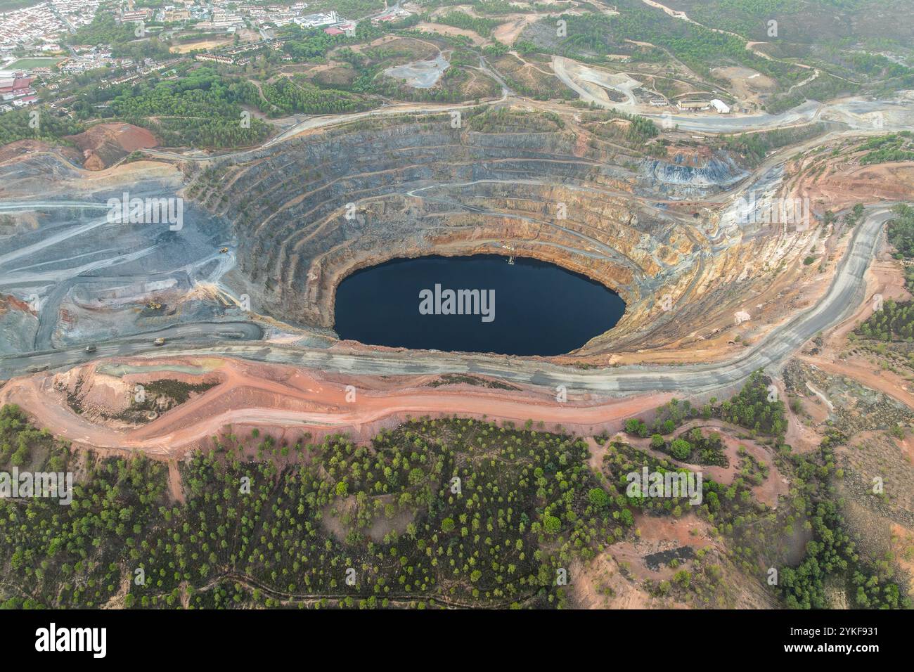 Aerial view of the expansive Rio Tinto mine in Huelva, Spain ...