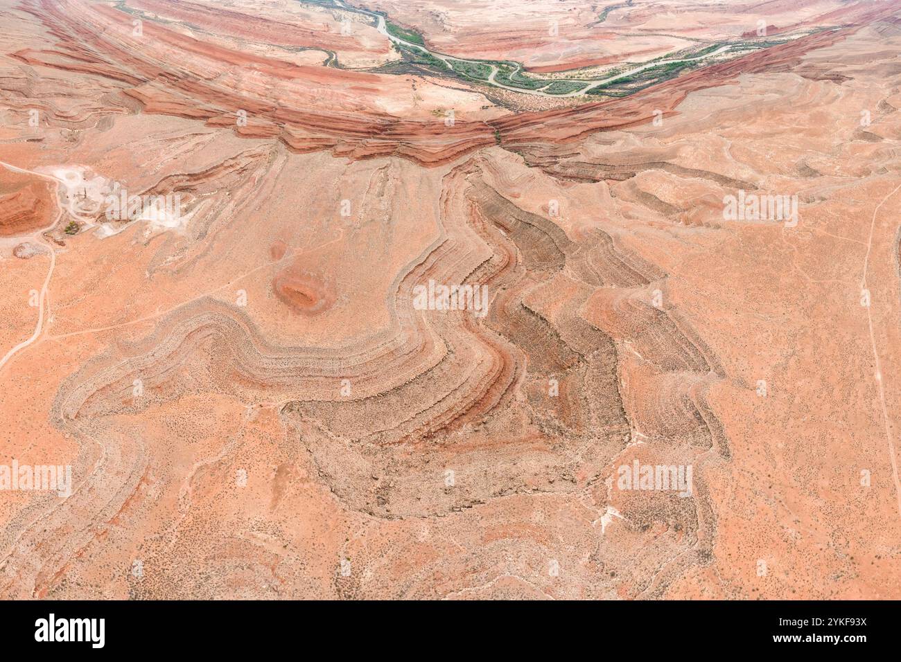 From above, an aerial drone captures the unique, winding patterns and ...