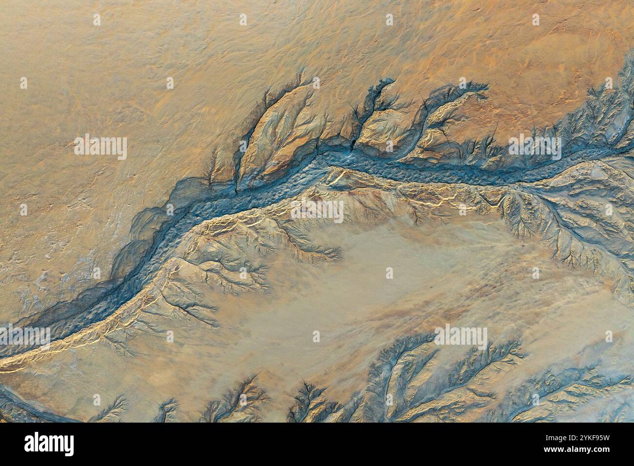 An aerial shot captures the intricate patterns and textures formed by ...