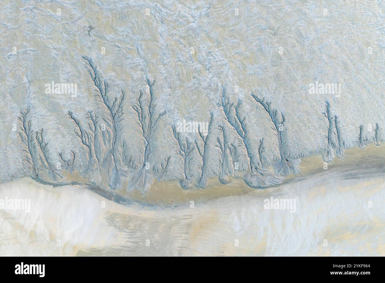 An aerial view of a natural landscape where the intricate patterns of ...