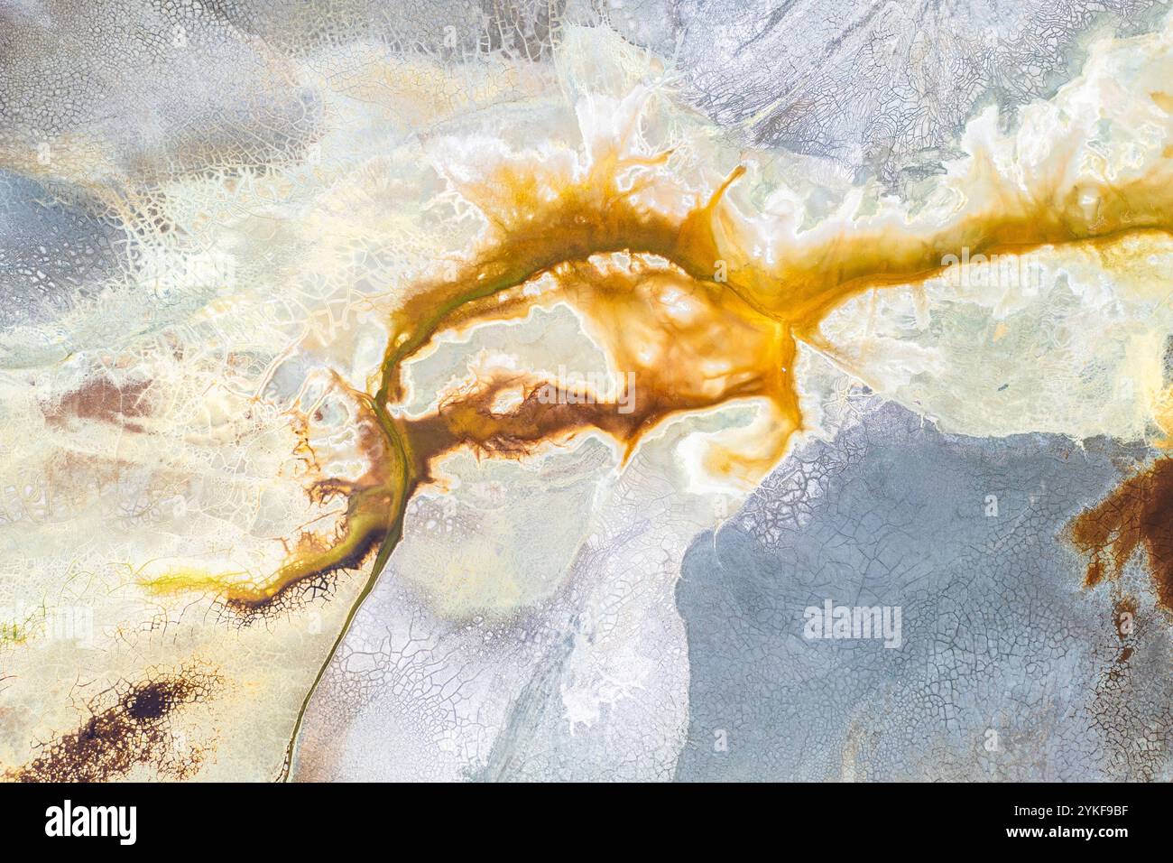 Aerial photograph capturing vivid mineral patterns at Riotinto Mines ...