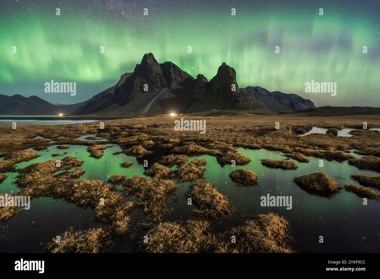 Captivating view of the northern lights illuminating the night sky over ...