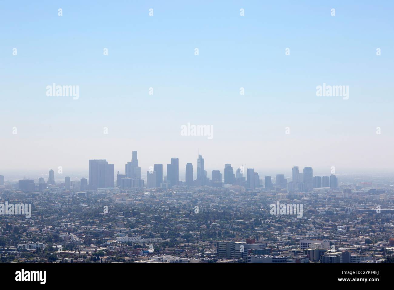 Broad daytime view of downtown Los Angeles captured from Griffith ...