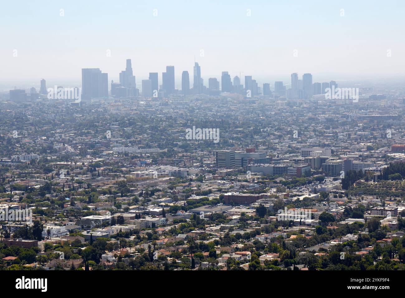 Broad daytime view of downtown Los Angeles captured from Griffith ...