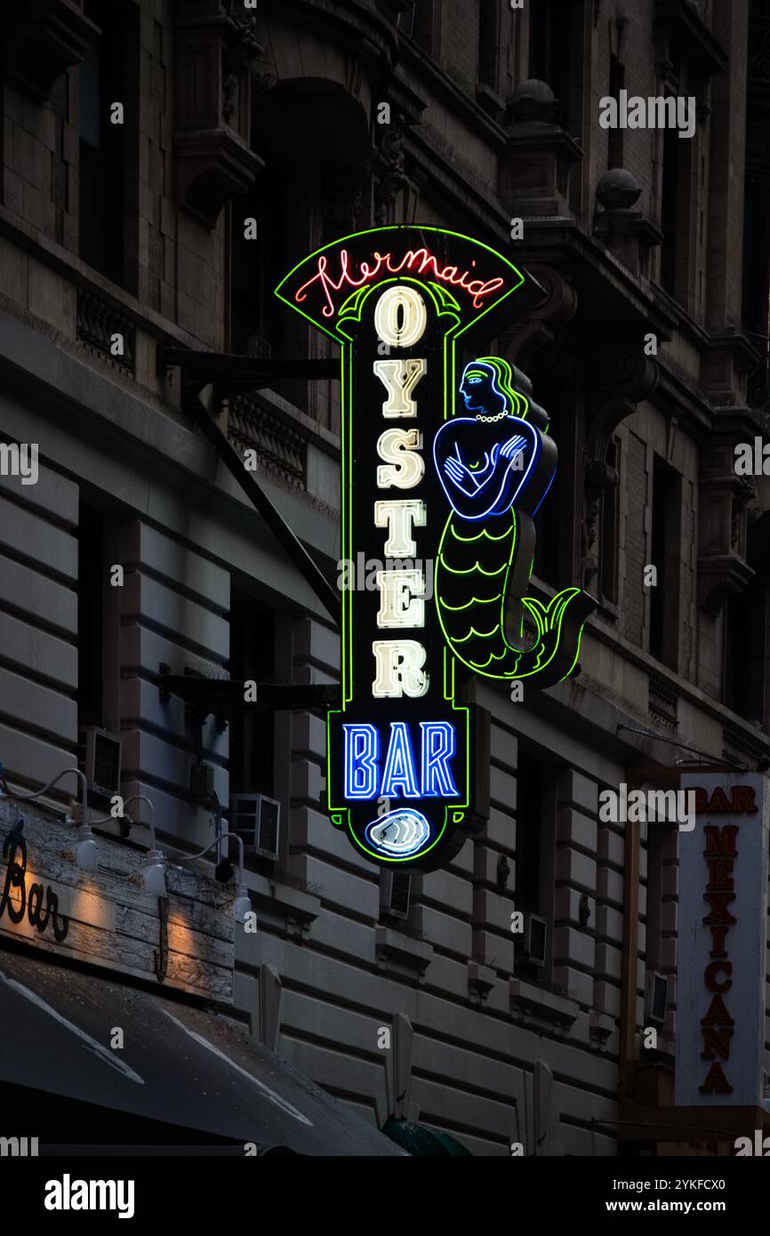 A beautiful old fashioned neon sign for the Mermaid Oyster Bar in ...