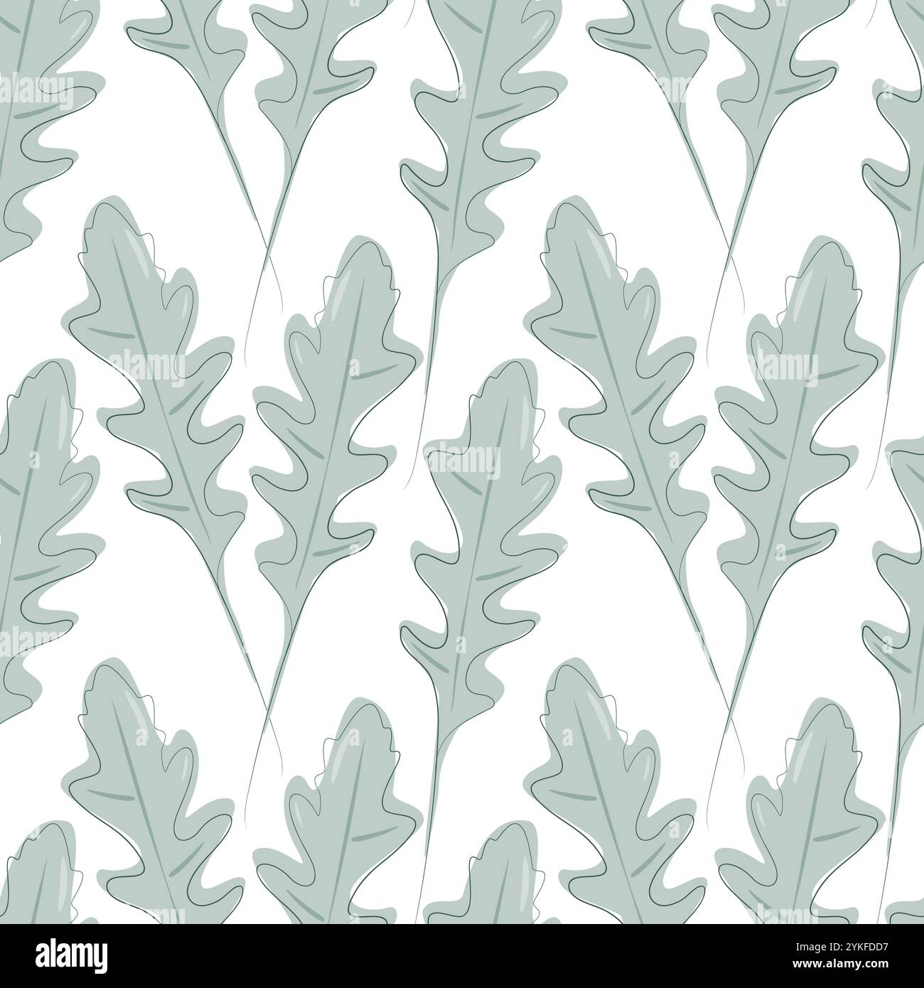 Outline Arugula leaves with fill not along contour Seamless pattern ...