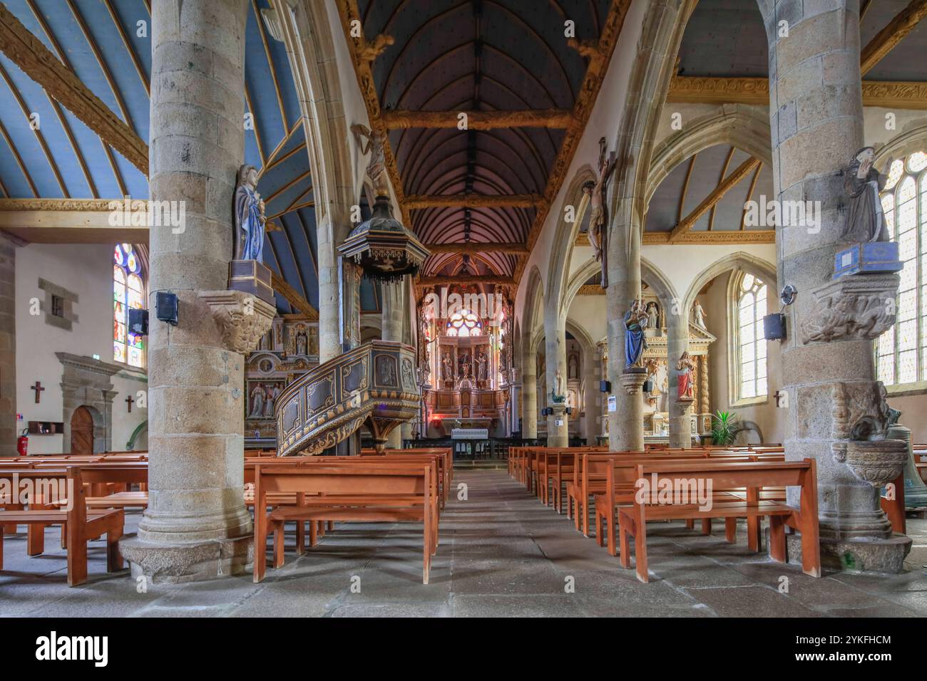 Umfriedeter Pfarrbezirk Enclos paroissial Kirche Eglise Notre-Dame de Bodilis aus dem 16 ...