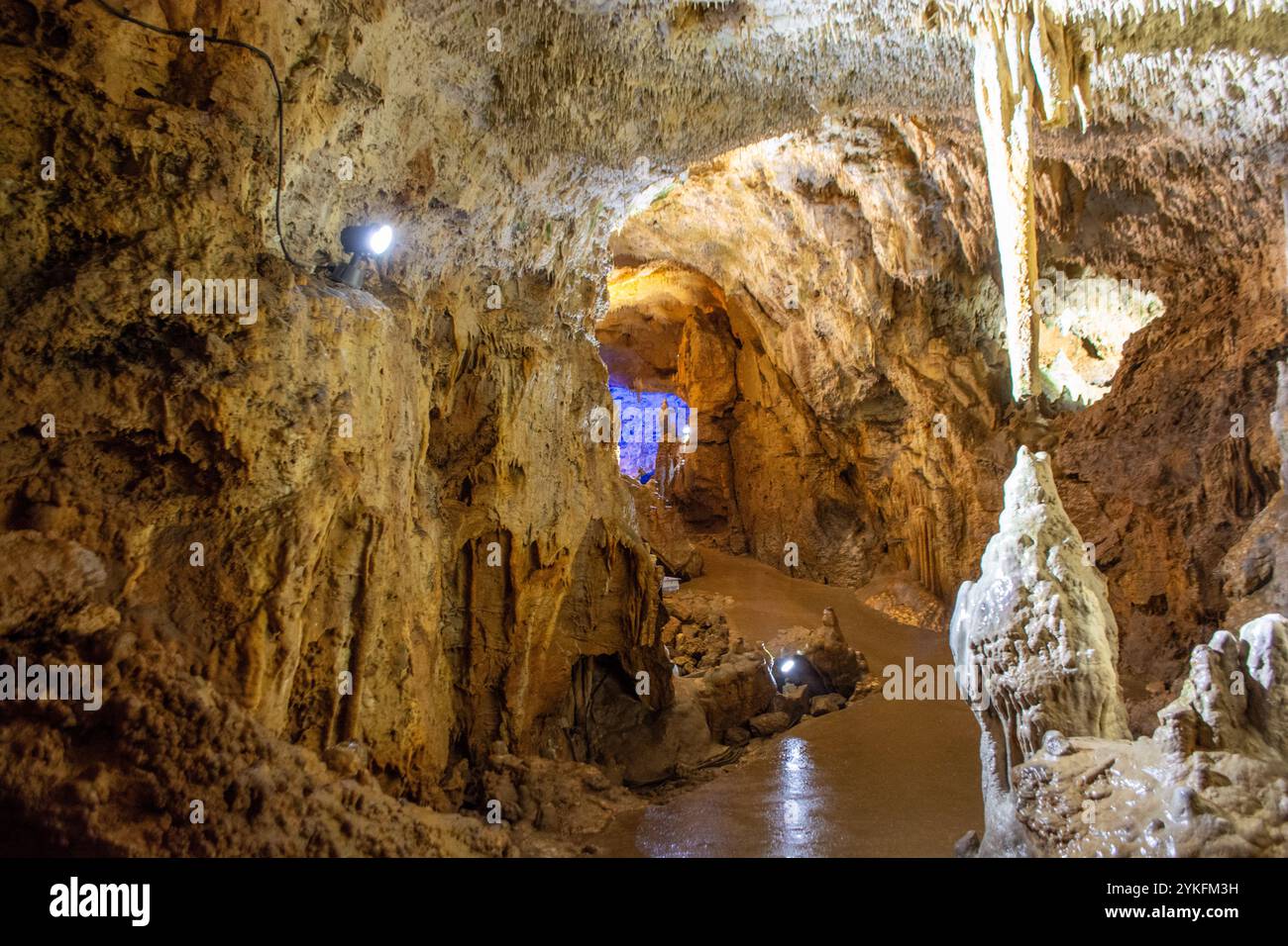In Bear's cave, swabian Jura, a limestone cave from long ago Stock ...