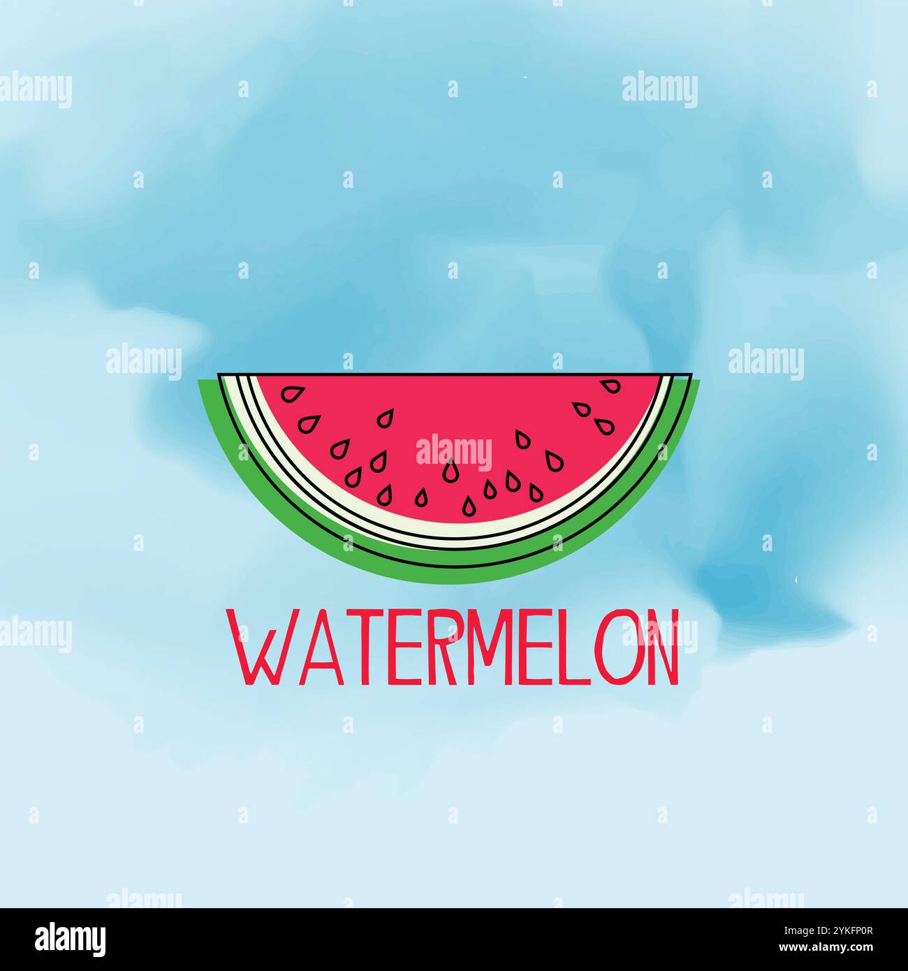 blue watercolor background with watermelon fruit vector Stock Vector ...