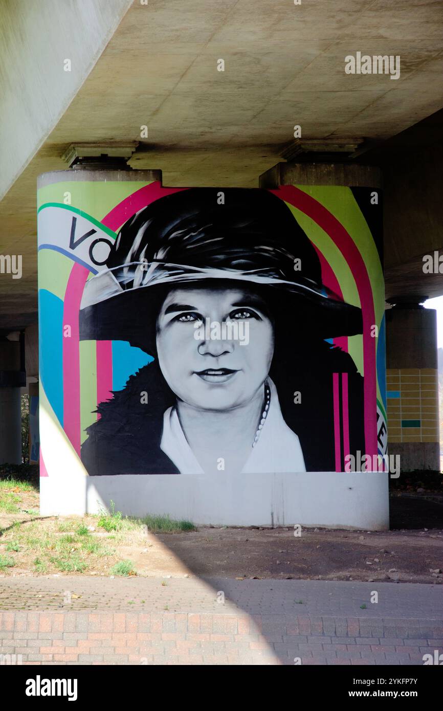 Mural by Paul Shepherd (Walls by Paul) of Lady Rhondda, Margaret Haig ...