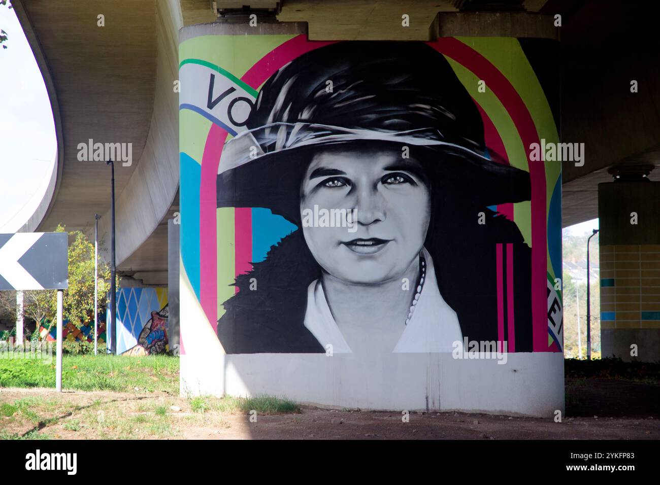 Mural by Paul Shepherd (Walls by Paul) of Lady Rhondda, Margaret Haig ...