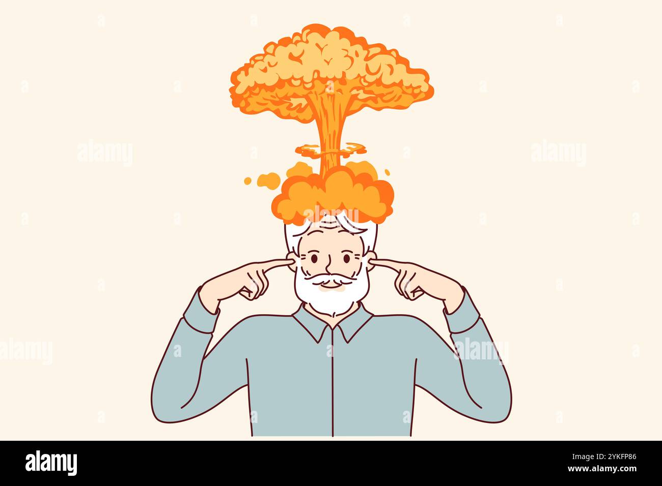 Explosion of brain in elderly man who has experienced severe strain on ...