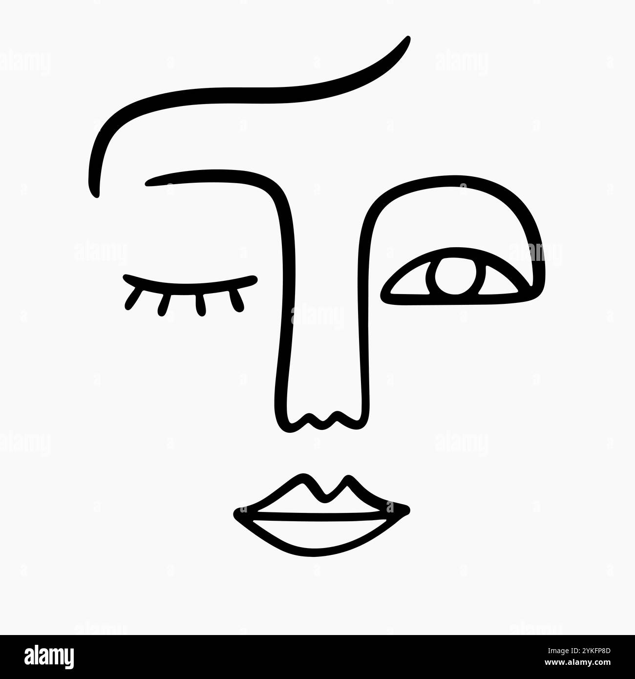 Abstract one line drawing woman face portrait logo Stock Vector Image ...