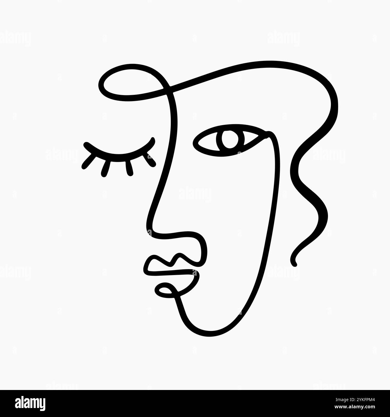 Abstract one line drawing woman face portrait logo Stock Vector Image ...