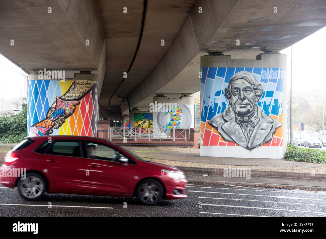 Mural by Paul Shepherd (Walls by Paul) at Harlequin Roundabout, Newport ...