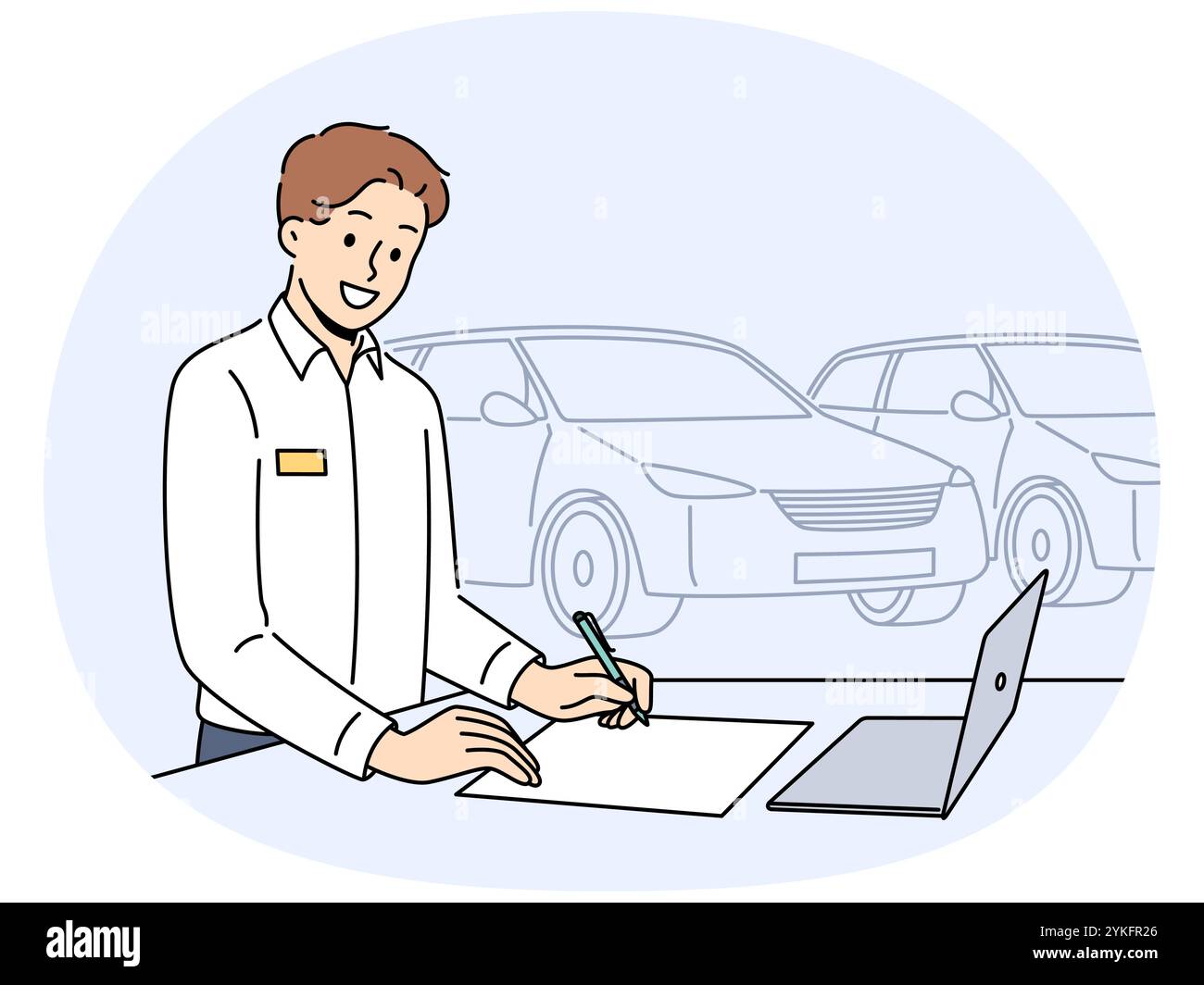 Happy man agent computer Stock Vector Images - Alamy