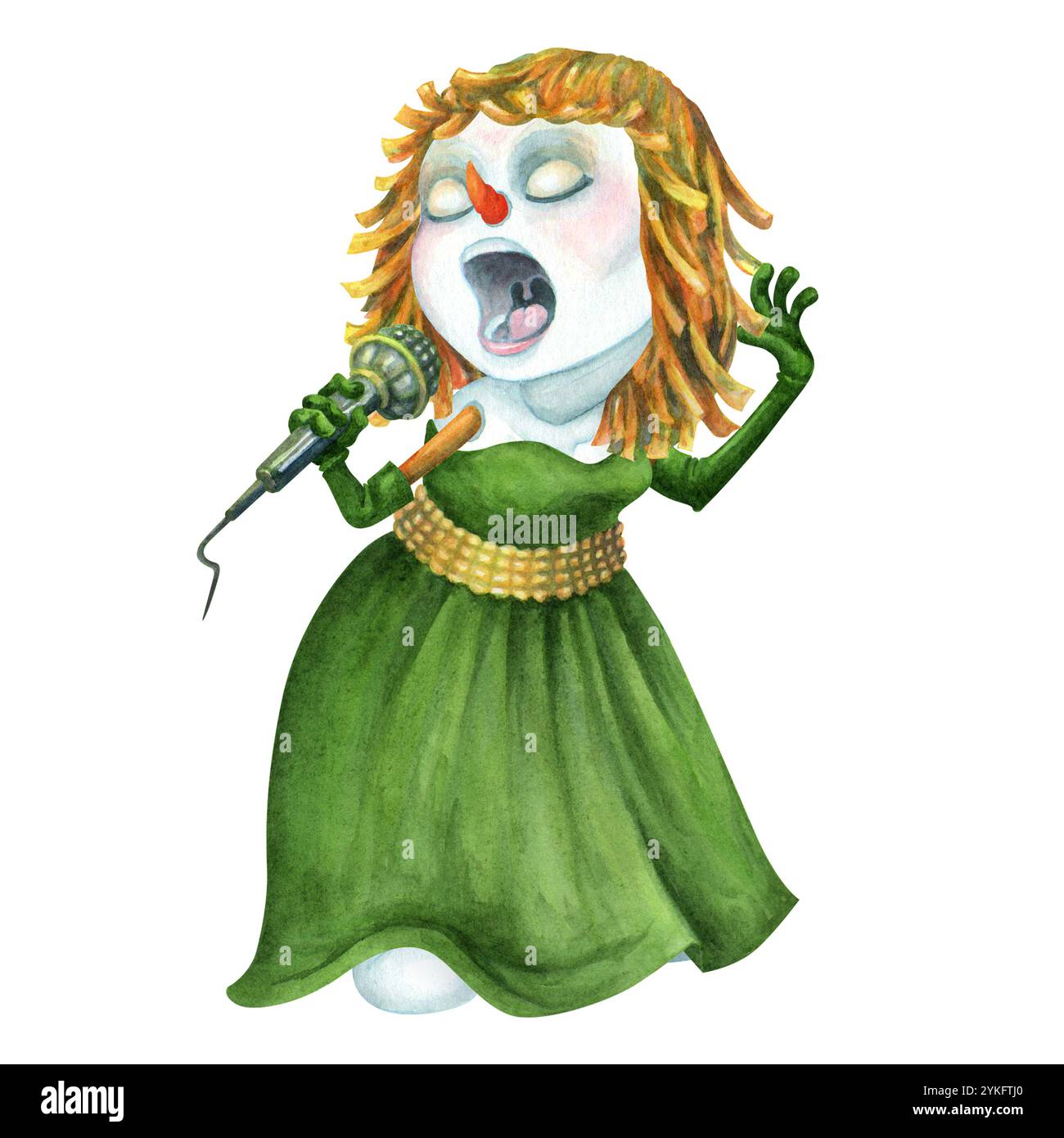 Christmas snowman character. Watercolor isolated gorgeous diva snowman ...