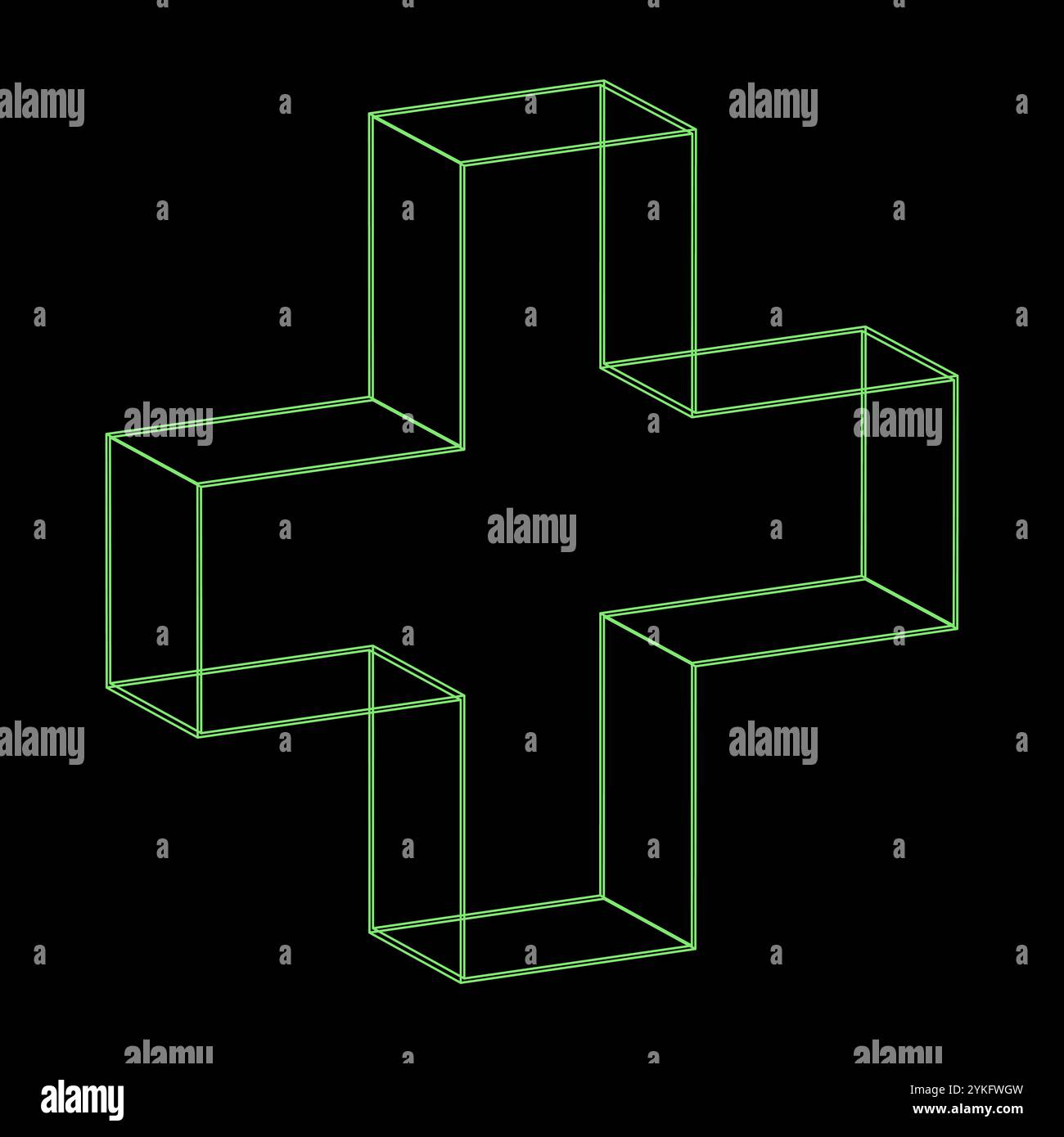 Y2K vector rave psychedelic futuristic object cross in trendy neon ...