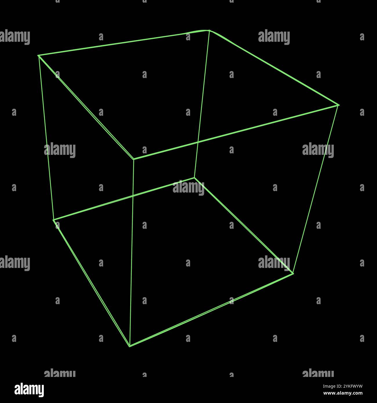 Y2K vector rave psychedelic futuristic cube object in trendy neon green ...