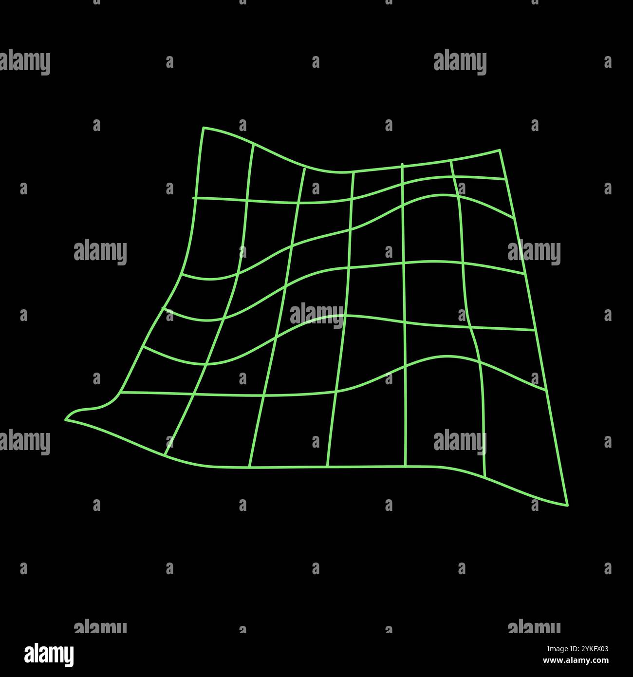 Y2K vector rave psychedelic futuristic object wavy deformed grid in ...
